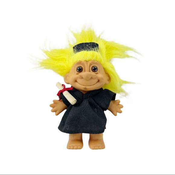 Toys | Vintage Russ Yellow Hair Troll Doll Graduation Graduate With ...